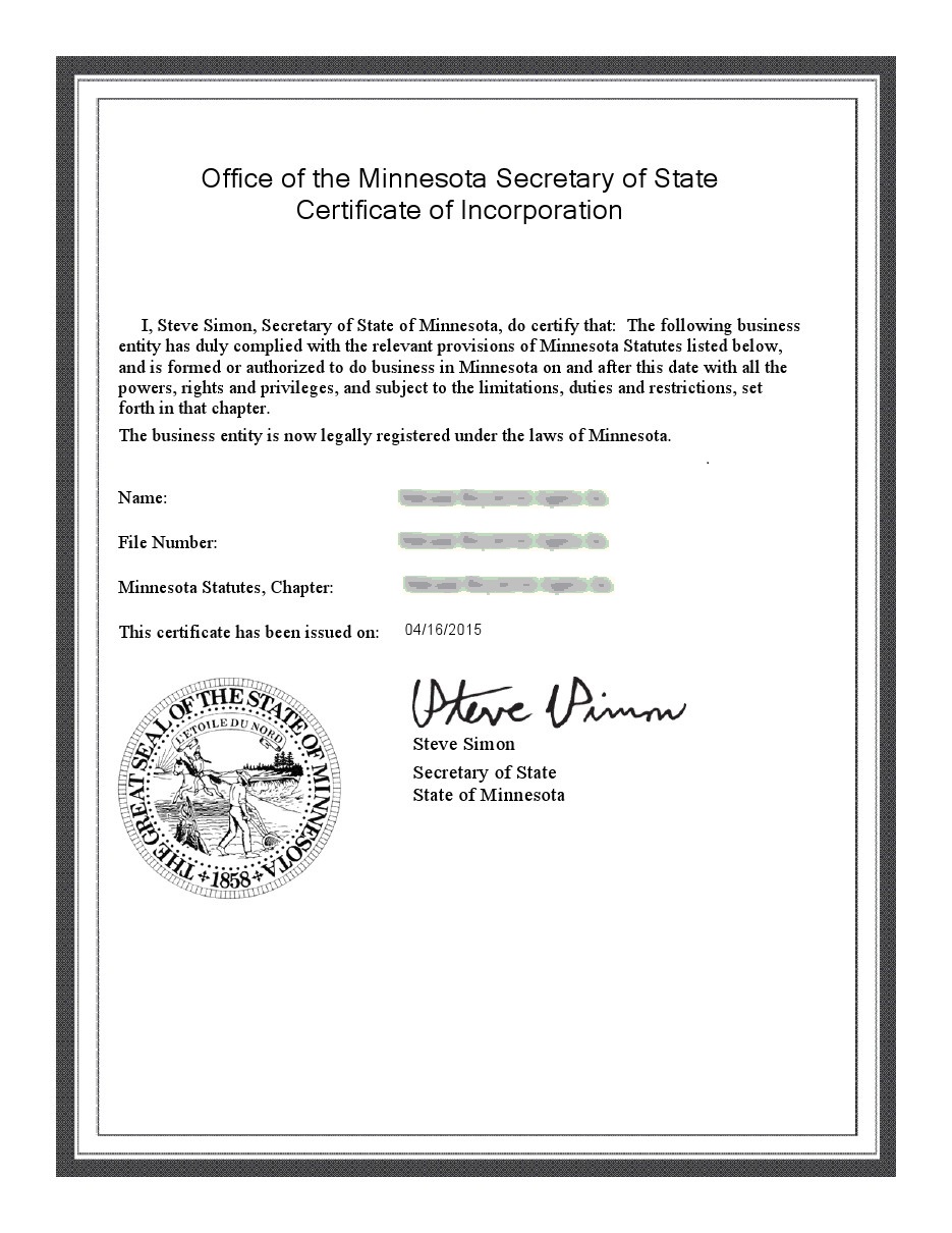 Minnesota Incorporation Registered Agent IncParadise