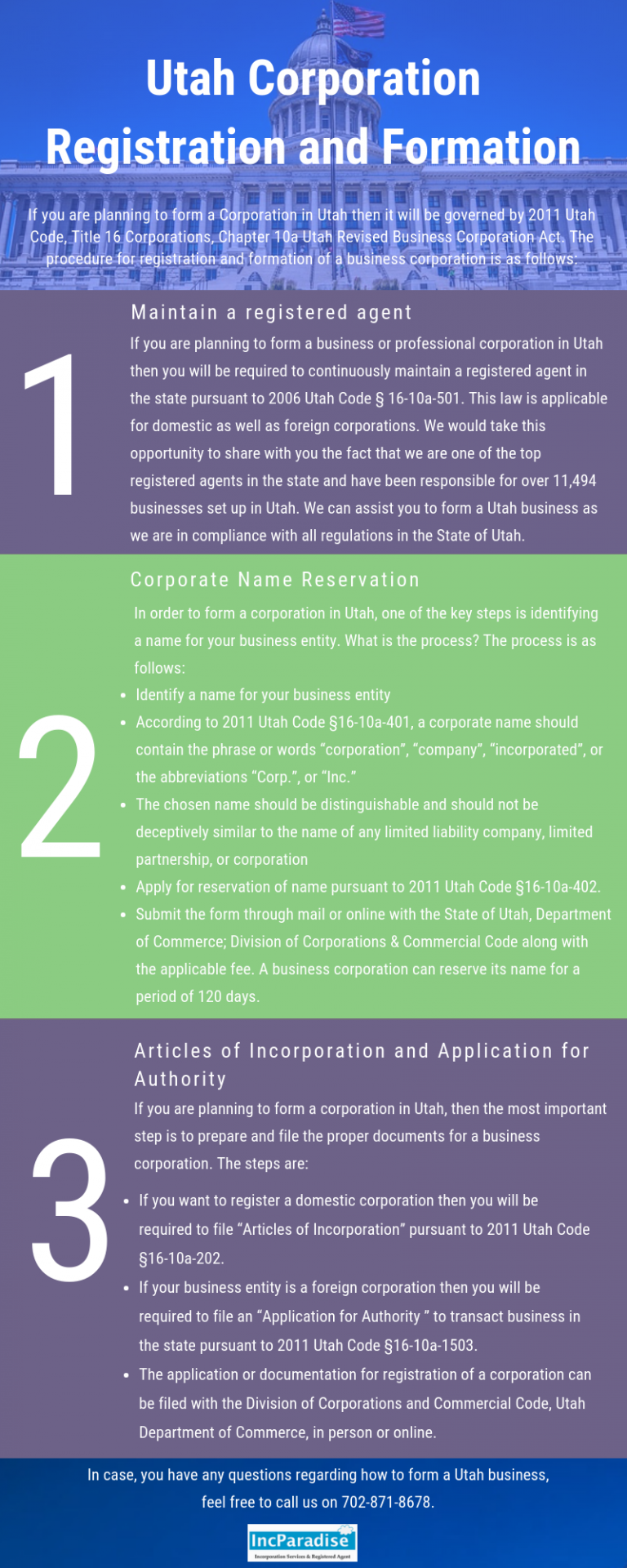 Utah LLC and Corporation Registration and Formation | IncParadise